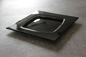 BDK-GLASS Skleněný tmavě šedý tác s excentrickým středem