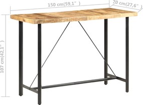 Barový stůl 150 x 70 x 107 cm hrubé mangovníkové dřevo 286612