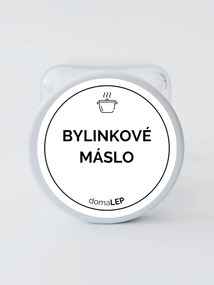 Samolepka na kořenky BYLINKOVÉ MÁSLO bílá 5 cm tučné písmo