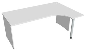 Stůl ergo levý 180*120 cm - Hobis Gate GE 1800 L Dekor stolové desky: bílá, Dekor lamino podnože: bílá, Barva nohy: stříbrná