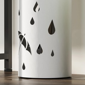 HOMCOM Stojan na deštníky, ocel, tvar sloupu, vyjímatelná spodní přihrádka, Ø17 x 41H cm, bílá