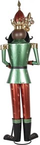 Veliká červeno-zelená kovová socha Louskáček Nutcracker - 64*48*235 cm