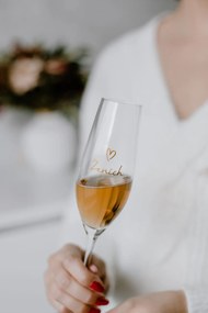 Bella Rose Sklenice na sekt Ženích - SK, zlatá barva, čirá barva, sklo, 250 ml