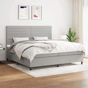 Box spring postel s matrací světle šedá 200 x 200 cm textil,  3141881