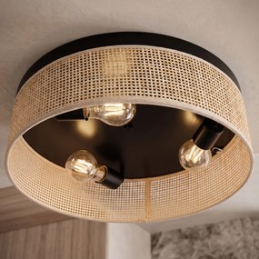 Toolight Toolight, APP1902-3C, stropní svítidlo plafon s ratanovým stínítkem, Ø 40 cm, 3× E27, hnědá, OSW-63001