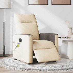 Elektrické masážní polohovací křeslo krémové textil 3324049