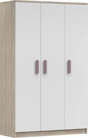 IDZ Šatní skříň SMYK III 3D 19, 120 cm Bílá + Dub Sonoma / Barevné úchytky Barva: Grafit