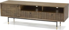 TV stolek Maze 160 cm z masivu hnědý/černý