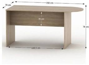 Tempo Kondela Zasedací stůl s obloukem Tempo Asistent New 22, dub sonoma, 150 cm