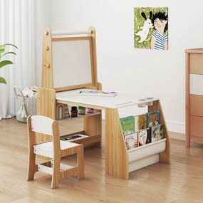 Costway Dětský umělecký stůl a židle set multifunkční s podstavcem a židlí