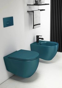 Isvea Isvea, INFINITY závěsná WC mísa, Rimless, 36,5x53cm, matná zelena Petrol, 10NF02004-2P