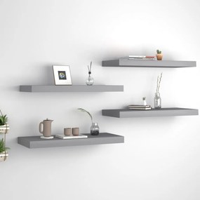 Plovoucí nástěnné police 4 ks šedé 60 x 23,5 x 3,8 cm MDF 323855