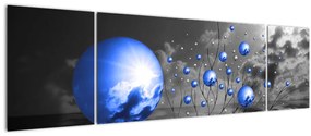 Obraz tmavé modrých koulí (170x50 cm)