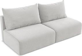 Světle šedá sametová rozkládací/s úložným prostorem pohovka 216 cm Kalena – Makamii
