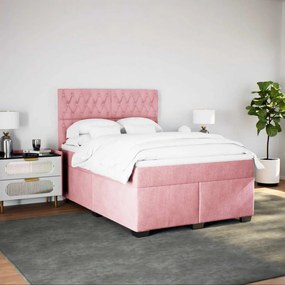Box spring postel s matrací růžová 160x200 cm samet 3293265