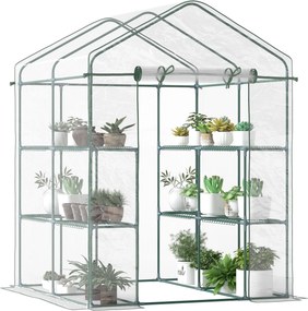 Outsunny PVC Zelená Skleník Zahradní Domek S 6 Policemi 143 x 143 x 195 cm | Aosom