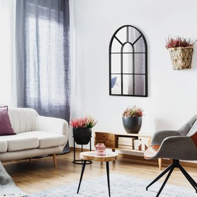 HOMCOM nástěnné zrcadlo okenní zrcadlo 70 x 50 cm dekorativní s kovovým rámem, závěsné zrcadlo do obývacího pokoje ložnice v černé barvě | Aosom.de