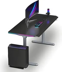 ULTRADESK Quest šedá, černá deska / Herní stůl / 140 x 70 cm / 72-120