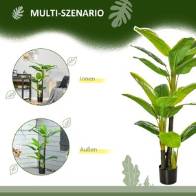 HOMCOM umělý banánovník Dekorativní umělá rostlina 150 cm pro interiér a exteriér v plastovém květináči snadná péče | Aosom.de