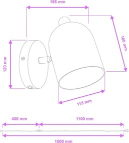 Brilagi - Nástěnné bodové svítidlo GALLION 1xE27/15W/230V modrá
