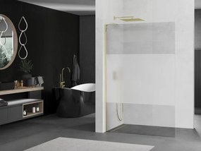 Mexen Kioto L, sprchová zástěna Walk-In 110 x 200 cm, 8mm čiré sklo-námraza, zlatý lesklý profil, 800-110-103-50-35