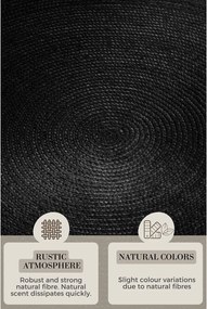 Černý oboustranný/ručně tkaný jutový kulatý koberec ø 200 cm Braided – Hanse Home