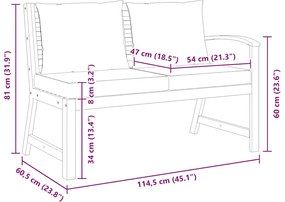 vidaXL Marketos Zahradní lavice 114,5 cm s krémovou poduškou masivní akácie