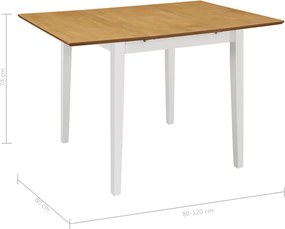 Rozkládací jídelní stůl bílý (80–120) x 80 x 74 cm MDF 247625