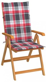 Skládací zahradní židle s poduškami teak / látka Dekorhome Bílá / červená