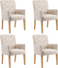 vidaXL Jídelní židle s područkami 4 ks textil [3058295] Barva: Béžová