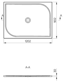 Vima 129 - Vanička s protiskluzem, litý mramor, 120x90cm