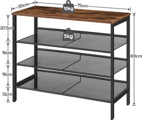 Botník Vasagle Grego 69 cm černý/hnědý