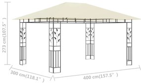 vidaXL Marketos Altán s moskytiérou 4 x 3 x 2,73 m krémový 180 g/m²