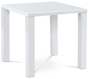 Jídelní stůl 80x80x76 cm, vysoký lesk bílý - AT-3005 WT