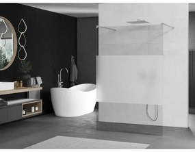 Mexen Kioto, sprchová zástěna Walk-In 130 x 200 cm, 8mm čiré sklo-námraza, broušená ocel profil, 800-130-002-97-35