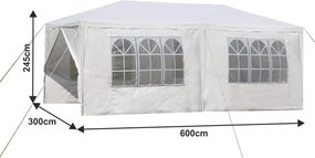 Zahradní párty stan, bílá, 3x6 m, TEKNO TYP 2