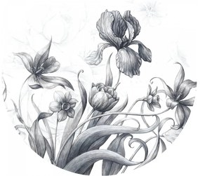 Samolepicí fototapeta Vintage květiny 140x140 cm CR3312 Vintage Flowers / kruhové samolepicí vliesové dekorace La Form (ø 140 cm) AG Design