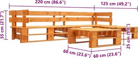 4dílná zahradní sedací souprava z palet dřevo medově hnědá 277457