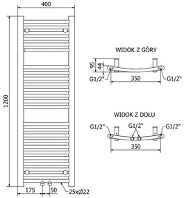 Mexen Ares koupelnový radiátor 1200 x 400 mm, 442 W, Bílá - W102-1200-400-00-20