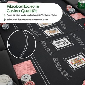Costway Skládací pokerový stůl pro 8 hráče s držáky nápojů