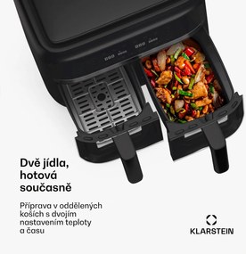 Klarstein VitaFry Duo Skylight, horkovzdušná fritéza, 7,6 l, 2 varné zóny, 6 programů