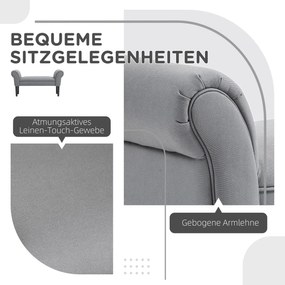 HOMCOM Lavice k posteli, čalouněná lavice, sedací lavice, lavice do ložnice, nosnost až 130 kg, plátno, tmavě šedá, 102 x 36 x 51 cm | Aosom