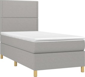 Box spring postel s matrací světle šedá 90x200 cm textil 3142225