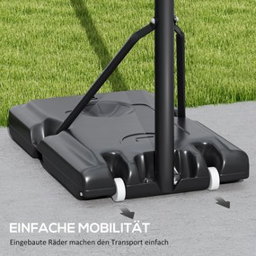 SPORTNOW Mobilní Basketballový Koš, Nastavitelná Výška Koše 230-305 cm, Stojan na Basketbal s 110 x 75 cm nerozbitnou zadní deskou na kolech, pružino…
