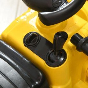 HOMCOM jezdící auto dětské sedátko bagr s úložným prostorem a klaksonem, balanční kolo ve žlutočerné barvě pro interiér i exteriér | Aosom.de