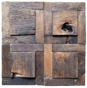 Dřevěná lodní mozaika - obkladový panel 300 x 300 x 10 - 12 mm (0,09 m²)