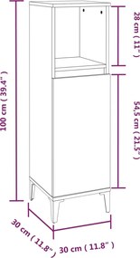 vidaXL Koupelnová skříňka 30x30x100 cm kompozitní dřevo [819817] Barva: Betonová šedá