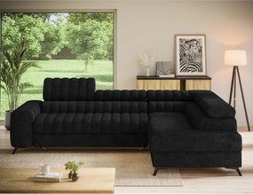Tmavě šedá sametová rohová pohovka (pravý roh/do L) Kanedo – ELTAP