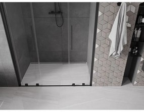 Mexen Velar L Duo, posuvné sprchové dveře do otvoru 140 cm, 8mm čiré sklo, černá matná, 871-140-003-02-70