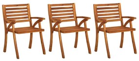 Zahradní jídelní židle s poduškami 3 ks masivní akáciové dřevo,  3060835